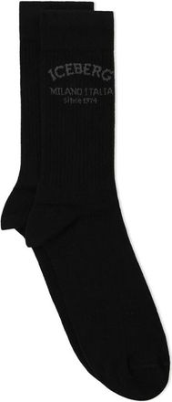 Iceberg Homme, Sous-v&ecirc;tements, Noir, Taille: ONE Size Cotton Sock With Piquet Logo