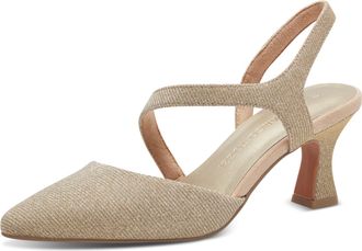 Marco Tozzi Damen Slingpumps Spitz Vegan, Beige (Platinum), 40 EU