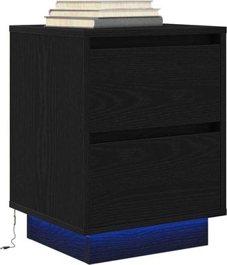 vidaXL VidaXL Table de chevet avec lumi&egrave;res LED noir 38x34x50 cm
