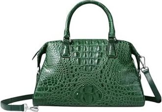 Generic Sac &agrave; main oreiller en cuir de crocodile v&eacute;ritable, sac &agrave; main souple vert pour femme, grand format, bandouli&egrave;re souple