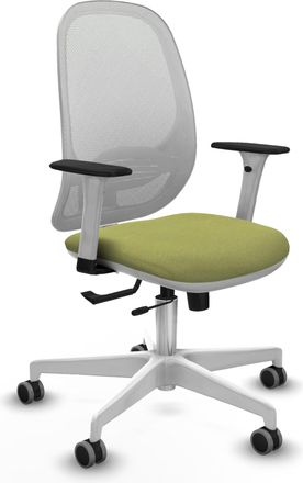Piqueras y Crespo Cilanco Schreibtisch-Rollstuhl mit 1D-Armen, h&ouml;henverstellbare Lendenwirbelst&uuml;tze, ausgestattet mit Syncro/Traslack und Schneidschaum, Wei&szlig;/Olivgr&uuml;n
