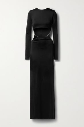 Et Ochs Luisa Robe Aus Gl&auml;nzendem Jersey Mit Kristallen Und Cut-out - Schwarz