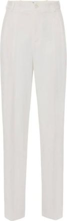 Elisabetta Franchi Femme, Pantalons, Blanc, Taille: 36 FR Pantalon Gabardine avec Pinces