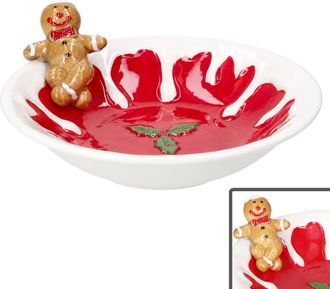 MamboCat Geb&auml;ckschale Weihnachtsstern aus Steingut I &Oslash;21,7cm, 400ml I Weihnachtsschale mit Lebkuchenmann-Dekor mit 3D-Optik I Kekse, Pralinen & Co. I Nikolaus,