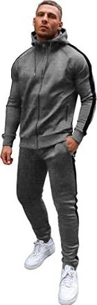 Coofandy Homme de Survêtement 2 Pièces Pour Bas Jogging Pantalon à Fermeture éclair Complète Vêtements Athlétiques Gris foncé XXL