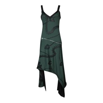 Burberry Asymmetrisches Kleid mit Kette - - Dresses - Damen - Gr&uuml;n - 2XS