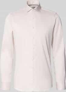 Olymp Level 5 Slim Fit Business-Hemd in unifarbenem Design mit Kentkragen