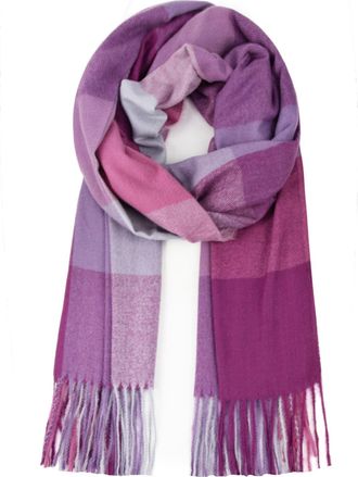 Glamexx24 Schal Damen Winter Kariert Schal, Strickset Schal &uuml;bergro&szlig;er Quadratisch Deckenschal Halstuch Streifen Muster Fransen Ponch