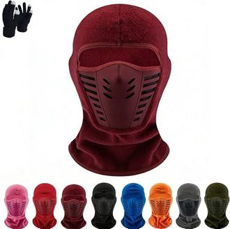 Generic Cagoule de sport dhiver anti-bu&eacute;e, coupe-vent et anti-froid, chapeau chaud doubl&eacute; en polaire pour homme et femme, rouge fonc&eacute;, Taille unique