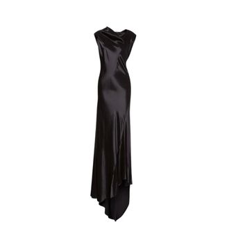 Alberta Ferretti Femme, Robes, Noir, Taille: 36 FR Satin Long Dress