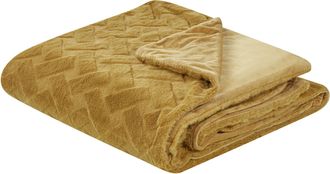 Beliani Decke Felloptik gelb rechteckig 200x220 cm strukturiert Sitapur