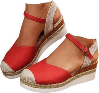 Generic Sandales orthop&eacute;diques compens&eacute;es &agrave; bout ferm&eacute; pour femme, habill&eacute;e d&eacute;t&eacute;, d&eacute;contract&eacute;e, confortable, l&eacute;g&egrave;re, sandales de marche antid&eacute;rapantes avec bo