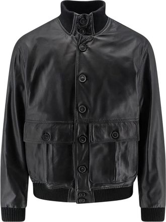 DFour Df923 Leder Bomberjacke - - Jackets - Herren - Schwarzk - 4XL
