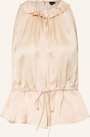 HUGO BOSS Blusentop Aus Satin Igea Mit R&uuml;schen beige