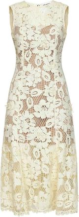 Self Portrait Femme, Robes, Jaune, Taille: 40 FR Crochet Lace Midi Dress