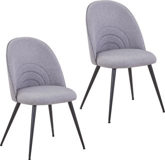 SVITA Anita 2-er Set Esszimmerstuhl Polsterstuhl Küchenstuhl Stoffbezug Gepolstert Metallbeine Pulverbeschichtung Grau