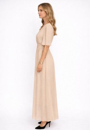 Elara Maxikleid Damen Maxikleid mit V-Ausschnitt, Fl&uuml;gel&auml;rmeln und gesmokter Taille (1-tlg)