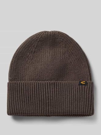Camel Active Beanie mit breitem Umschlag und Label-Detail