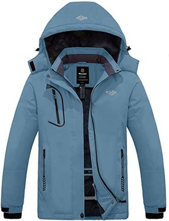 Wantdo Femme Manteau dhiver Snowboard Outdoor Parka Randonn&eacute;e Grande Taille Veste de Pluie Imperm&eacute;able Blouson de Ski D&eacute;contract&eacute; Coupe-Vent Orchid&eacute;e Noisett