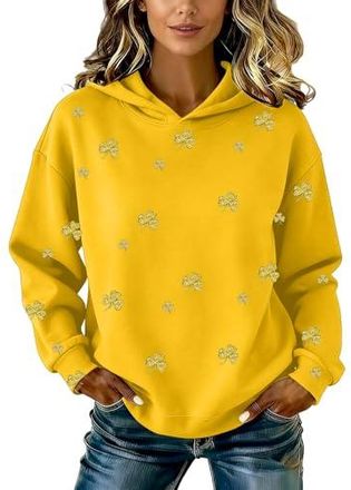 Generic HUIFUAO Sweat &agrave; capuche pour la Saint-Patrick pour femme - Sweat tr&egrave;fle amusant - Grande taille - Costume de la St Paddys - Vert Irlande - Tr&egrave;fle - Ch