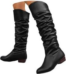 Generic Bottes hautes molles &agrave; bout pointu confortables et tendance automne hiver bottes longues pour femme mode et confortable bottes de marche, d noir, 35.5