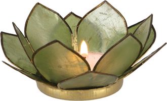 Guru Shop Lotus Teelicht Muschel 11x4 cm - Olivgrün