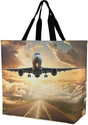 Generic Avion Sac Fourre Tout D&eacute;contract&eacute; Tote Bag R&eacute;utilisable Sac Cabas Pour Universit&eacute; Gym Quotidienne