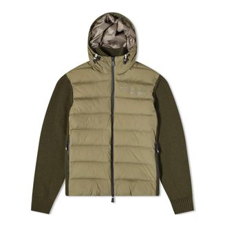 Moncler Gr&uuml;ner Strick-Hybridpullover mit Kapuze und Rei&szlig;verschluss - - Jackets - Herren - Gr&uuml;n - 2XL