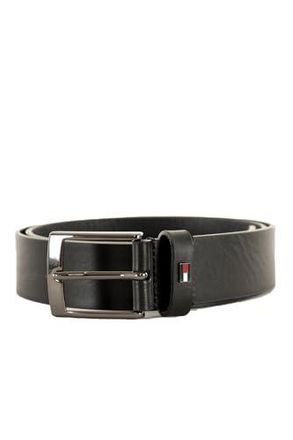 Tommy Hilfiger Ceinture Homme Adan New Leather avec Drapeau en Cuir, Noir (Black), 80 cm