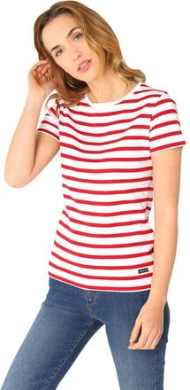 Armor Lux Damen Kurzarm Marine-Stil Morgat aus Baumwolle T-Shirt, Mehrfarbig (Blanc/Braise 320), XXXX-Large (Herstellergröße: 7)