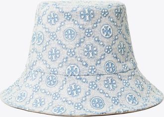 Tory Burch Damen Fischerhut aus Denim mit T-Monogramm