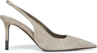 Brunello Cucinelli Femme, Chaussures, Gris, Taille: 38 EU Escarpins Slingback en Daim