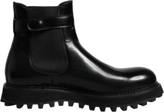 Dolce & Gabbana unisex, Chaussures, Noir, Taille: 44 EU Bottines Chelsea &agrave; Logo Ceintur&eacute;es