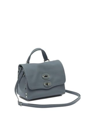Zanellato Hobo Bags - Structured Blue Leather Handbag With Turn-Lock Clo - Gr. unisize - in Grau - f&uuml;r Damen