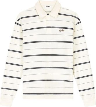 Olaf Hussein Gestreiftes Signature LS Polo - - Tops - Herren - Wei&szlig; - M