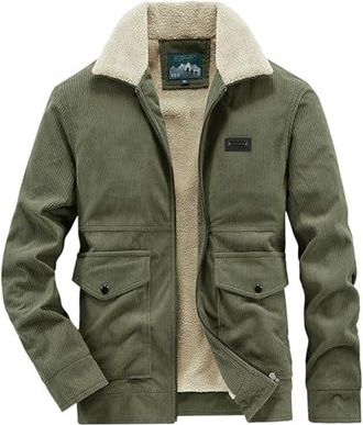 Generic Veste militaire tactique en polaire chaude pour homme - Coupe-vent - Col à revers épais - Veste cargo décontractée - Col à revers - Fermeture éclair -