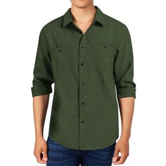 Generic Chemise noire pour homme, chemise pour homme adulte, col rabattable, chemise boutonn&eacute;e pour homme, haut noir &agrave; manches longues, haut professionnel for