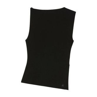 Courr&egrave;ges Femme, Tops, Noir, Taille: 38 FR Oblique Interlock Top