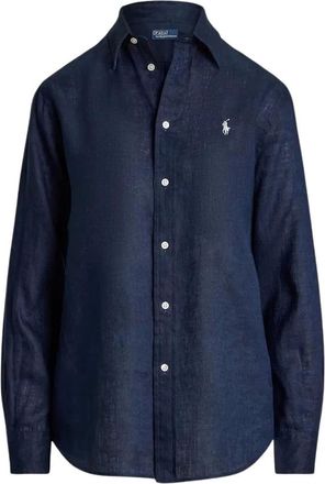 Ralph Lauren Femme, Blouses et Chemises, Bleu, Taille: 44 FR Linen Shirt