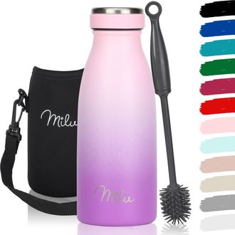 Milu Edelstahl Trinkflasche 350ml, 500ml, 750ml, 1L, 1,5L - Thermosflasche für Kinder Erwachsene auslaufsicher Isolierflasche Kohlensäure geeignet- inkl. R