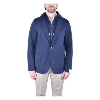 Eleventy Homme, Vestes, Bleu, Taille: XL Veste en coton stretch &agrave; trois boutons