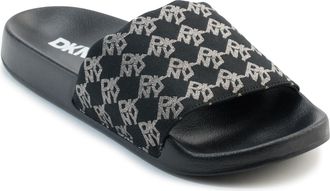 DKNY Damen Zella-Flat Slide Sandal, Black/Silver, 42 EU