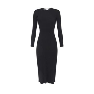 Elisabetta Franchi Femme, Robes, Noir, Taille: 42 FR Robe en maille côtelée avec ceinture