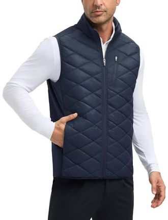 Baleaf Gilet bouffant sans manches pour homme - Imperm&eacute;able - Poches l&eacute;g&egrave;res - Coupe-vent - Hiver, bleu marine, XXL