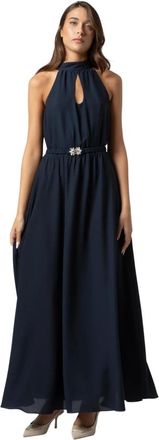 Kocca Femme, Robes, Bleu, Taille: 38 FR Robe longue col halter avec ceinture