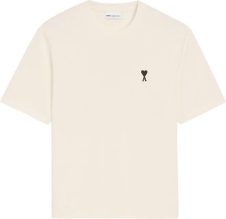Ami T-shirt Adc &agrave; manches courtes, coupe boxy, avec imprim&eacute; signature au dos