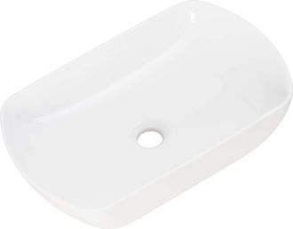 Fackelmann Keramik Waschtisch New York/Ma&szlig;e (B x H x T): ca. 50,5 x 12 x 31,5 cm/ovales Aufsatzbecken/Waschbecken f&uuml;rs Bad und G&auml;ste WC/Keramikbecken mit Permane