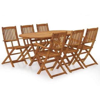 vidaXL Vidaxl - Ensemble &agrave; manger de jardin pliable 7 pcs bois dacacia solide