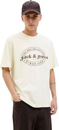 Jack & Jones Jjedover T-Shirt imprim&eacute; SS Crew Neck, Bronze, M