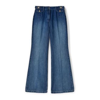 Motivi Tencel Mischung Schlagjeans mit geb&uuml;geltem B&uuml;gelfalte - - Jeans - Damen - Blau - L